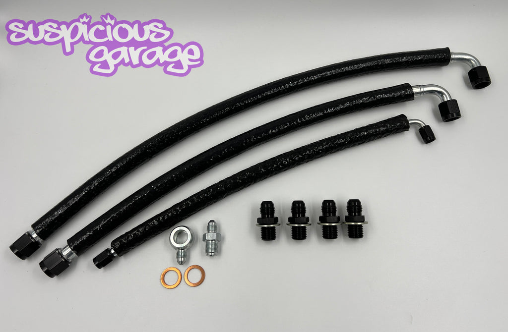 Suspicious Garage S13 Sr20det PTFE Turbo Lines using S14 Style Neck
